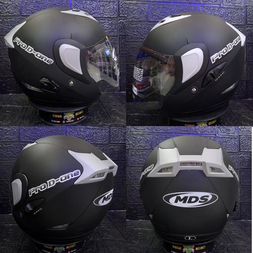 Jual MDS HELM PRO D ONE SOLID BLACK MATT SILVER DOFT DOUBLE VISOR ...