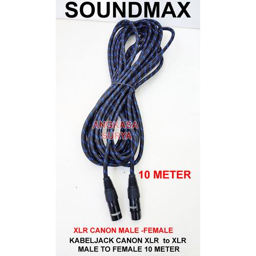 Jual Kabel Mic Jack XLR to XLR SOUNDMAX 10 Meter jek Canon MALE TO ...