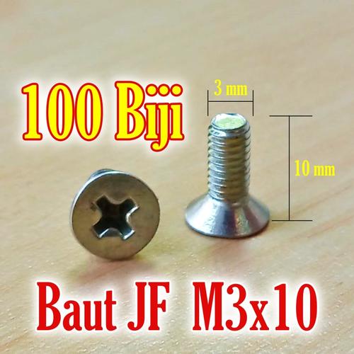 Jual Baut JF M3 X 10 countersunk Bolts Countersink Cutersink - Kota ...