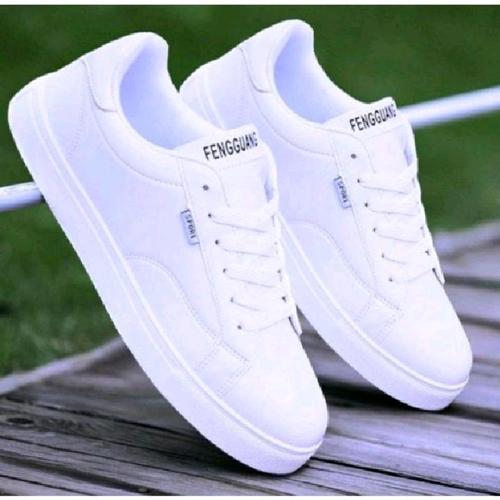 Jual sepatu casual pria fashion ss senji warna putih polos - Putih, 39 ...