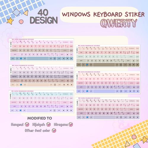 Jual Part 2 Qwerty Keyboard Sticker for windows 40 design aesthetic ...