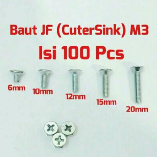 Jual 100Pcs Baut JF M3 x 6 10 12 15 20 30 CuterSink countersunk ...