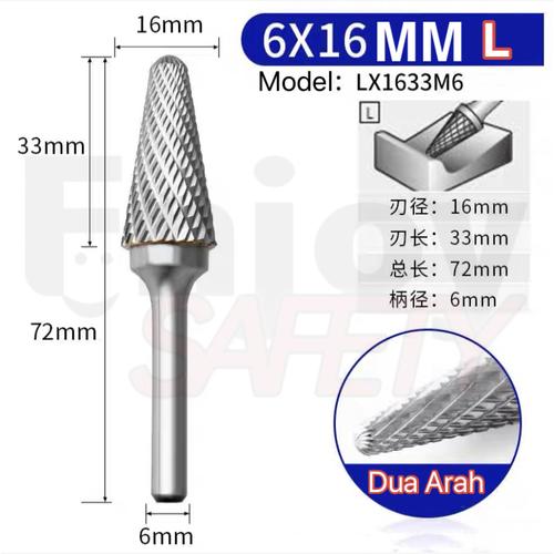 Jual 6MMX16MM Mata bor / Mata tuner /Mata cuner / Rotary burr dua arah ...
