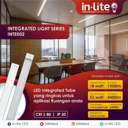 Jual INLITE Lampu T8 LED 52W Kap Lengkap Komplit 1 Body 120CM - Putih ...