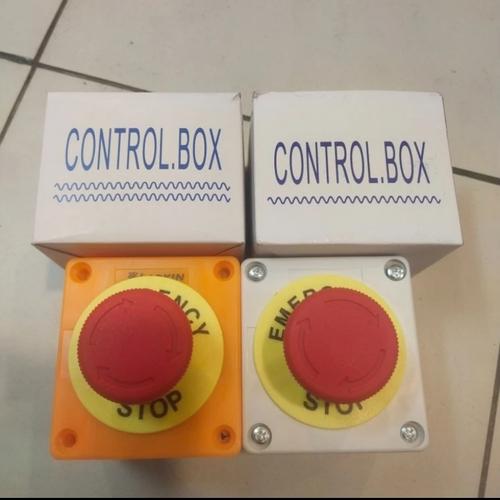 Jual Push button tombol emergency stop22mm 1nc plus box plus name plate ...