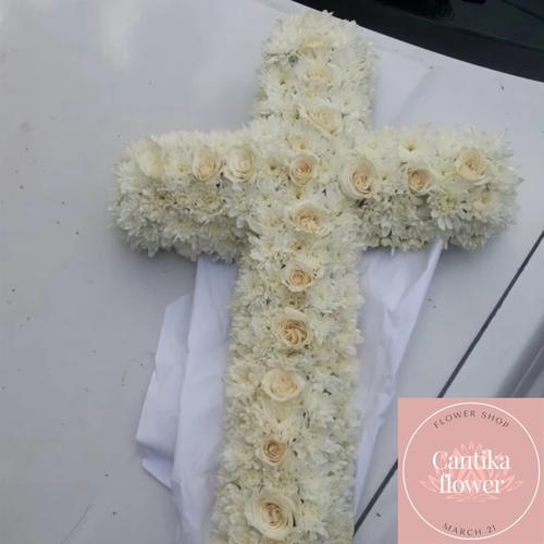Jual Karangan Rangkaian Bunga Duka Cita Salib Bunga Asli Fresh Flower ...