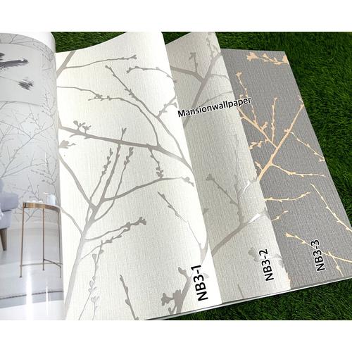 Jual Wallpaper Dinding Premium Ranting Pohon Metalik Putih Abu Hijau ...