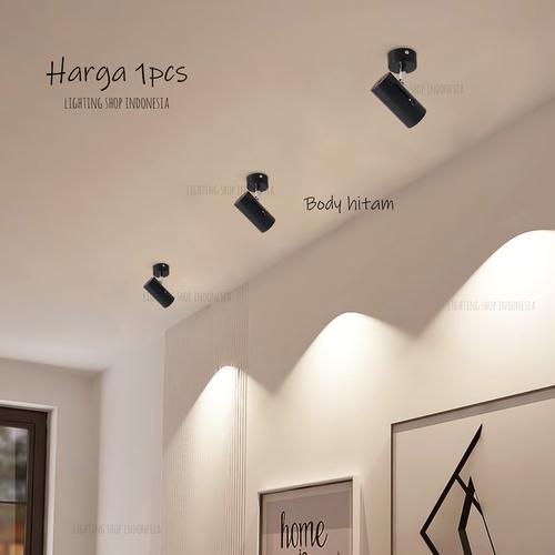 Jual Kap lampu sorot plafon spotlight tempel dinding hitam putih e27 ...