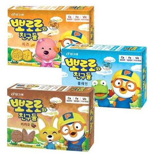 Jual Pororo Korea Binggrae Biscuit Plain/Cheese/Cocoa 65g - Snack Anak ...