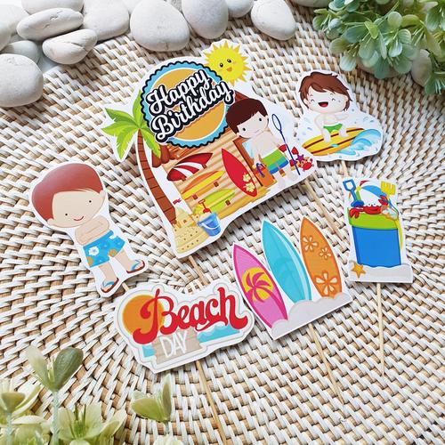 Jual SK Beach Boy Surfer Pantai Surfing Birthday Cake Topper Hiasan Kue ...