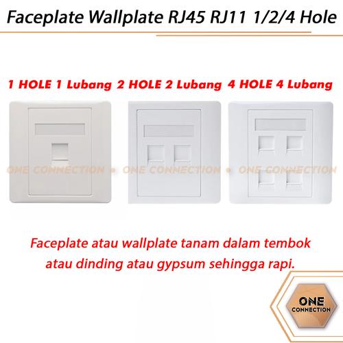 Jual Faceplate Wallplate RJ45 RJ11 1 Hole / 2 Hole /4 Hole Lan Ethernet ...