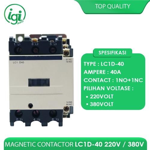 Jual MAGNETIC CONTACTOR LC1D 40 220 380 VOLT / AC KONTAKTOR LC1D40 VAC ...