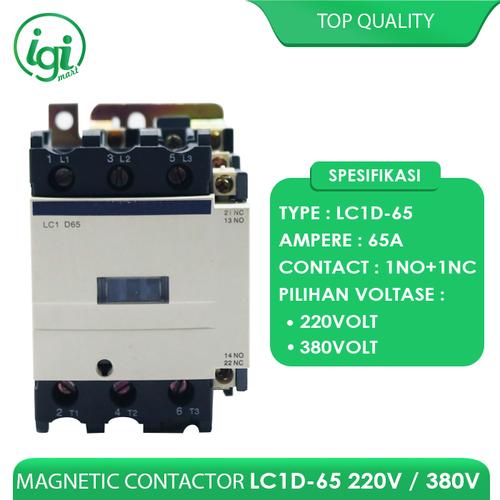 Jual MAGNETIC CONTACTOR LC1D 65 220 380 VOLT / AC KONTAKTOR LC1D65 VAC ...