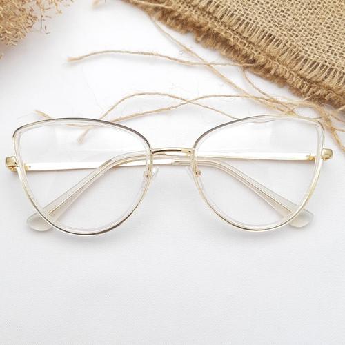 Jual Frame Kacamata Minus Wanita Korea AE52598BGL Cat Eye Bening Gold ...