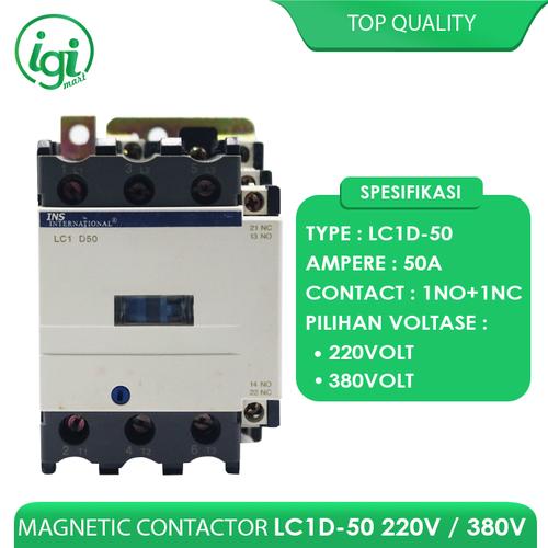 Jual MAGNETIC CONTACTOR LC1D 50 220 380 VOLT / AC KONTAKTOR LC1D50 VAC ...