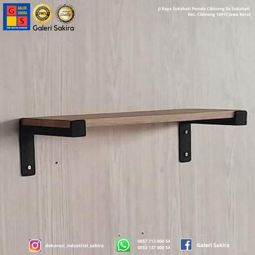 Jual Rak dinding besi siku + papan ambalan lebar 30 cm - hemlock, papan ...