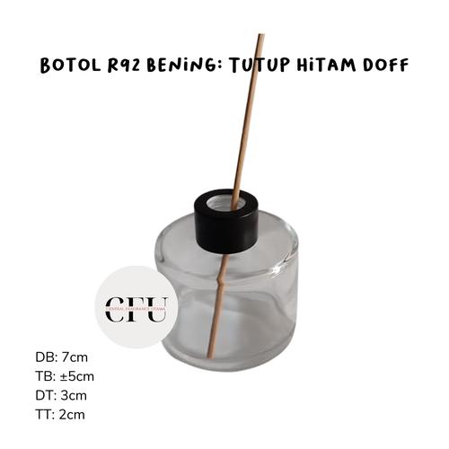 Jual Botol Diffuser Bulat 100ml Tutup Hitam Glossy & Doff (Kode : R92 ...