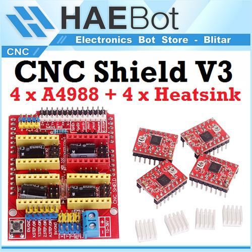 Jual [HAEBOT] CNC Shield V3 4 Slot Motor Driver Arduinoo Uno RepRap 4 ...