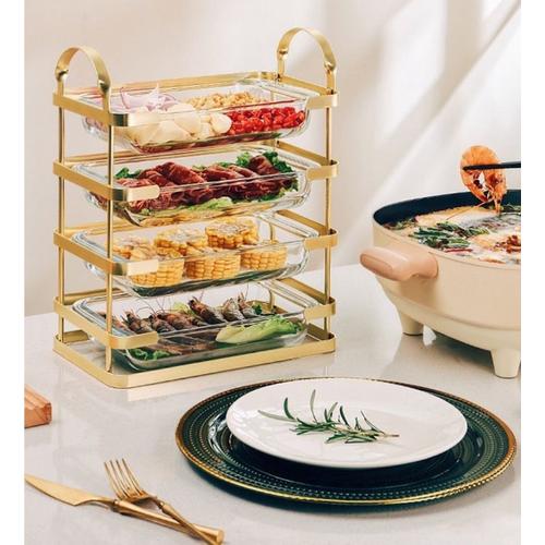 Jual Rak Display Saji Makanan Emas Tray Kaca Mewah - Gold Luxury Dish ...