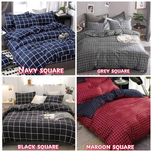 Jual sprei set korea motif kotak sprei aesthetic sprei kekinian - Biru ...