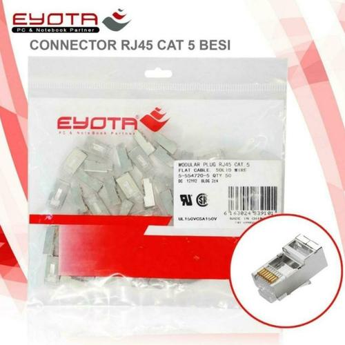 Jual Connector UTP Lan Besi Modular Plug RJ45 Cat5 Shield Eyota isi 50 ...