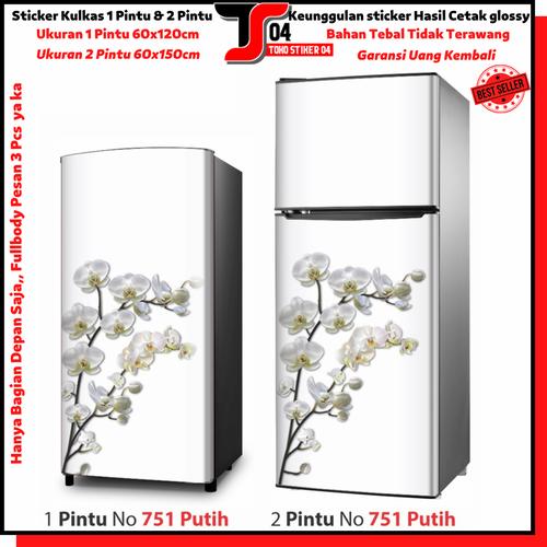 Jual Stiker Kulkas 2 Pintu 1 Pintu Motif Bunga Putih - 1 Pintu 60x120 ...