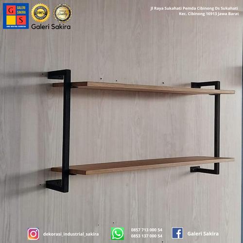Jual Rak dinding besi susun 2 + papan ambalan lebar 20 cm - papan 20x80 ...