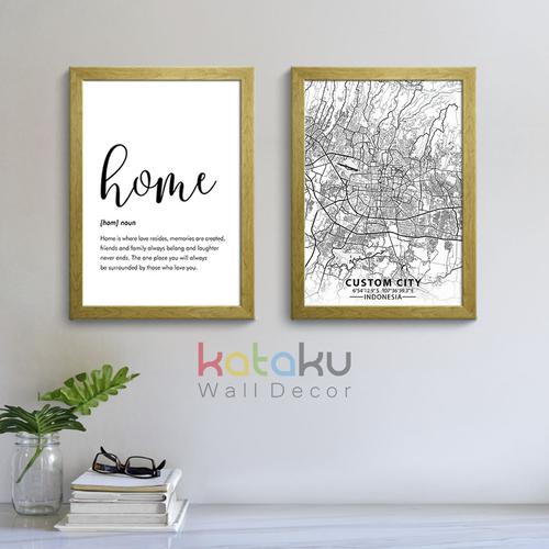 Jual Set 2 Wall Decor Custom City Map Art Home Definition Hiasan ...