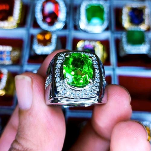 Jual cincin batu NATURAL GREEN PERIDOT asli 100% - Putih, 7 - Jakarta ...