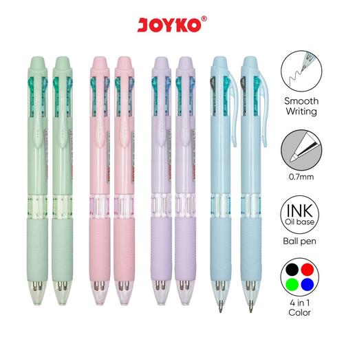 Jual Pen 4Warna PASTEL JOYKO BP348-pcs/Pulpen Cetek Pena 4 Warna WARNA ...