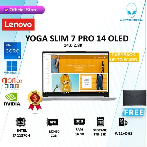 Promo LENOVO YOGA SLIM 7 PRO 14 OLED I7 11370H 16GB 1TBSSD MX450 W11+OHS - +ANTIGORES Cicil 0% ...