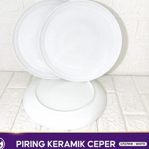 Promo Piring ceper keramik 27cm mw white (6 pcs) by indo keramik ...