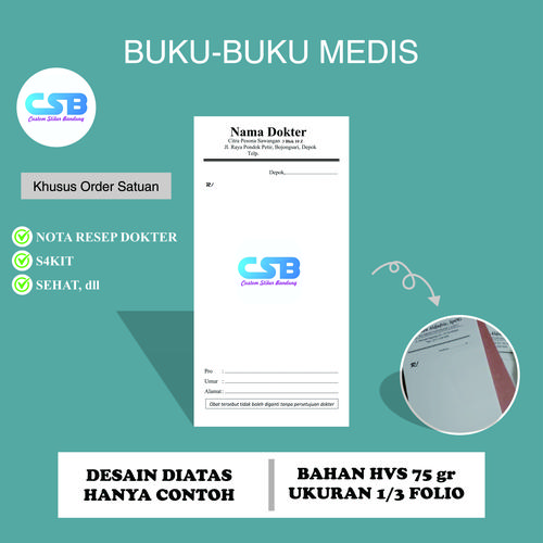 Jual Buku Buku Medis / Resep Dokter / Sehat / Sakit Satuan - 1 Warna, 1 ...