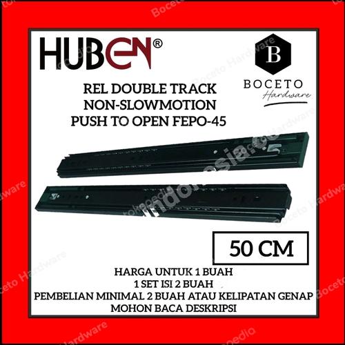 Jual Rel Laci HUBEN Push To Open 50 CM Full Extension Double Track Tip ...