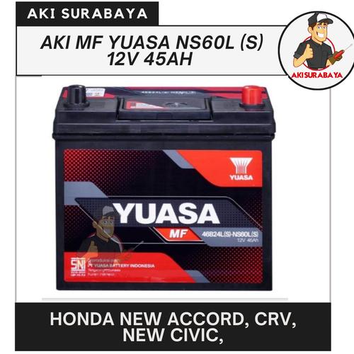 Jual ACCU / AKI YUASA MF NS60LS AKI MOBIL CIVIC CRV HRV KIJANG INNOVA YARIS - Kota Surabaya ...