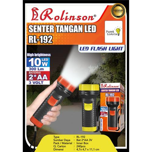 Jual Senter Tangan 10watt LED 300Lm Rolinson Senter Kecil 10w Baterai ...