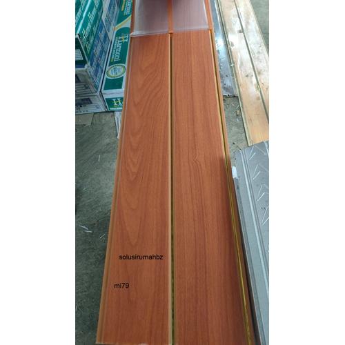Jual plafon pvc coklat kayu 200mm 8mm 1m mi79 plastik panel lebar 20cm ...