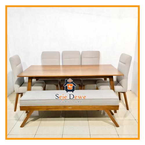 Jual meja makan set bench jati, meja makan set 5 kursis 1 bench - Kab ...