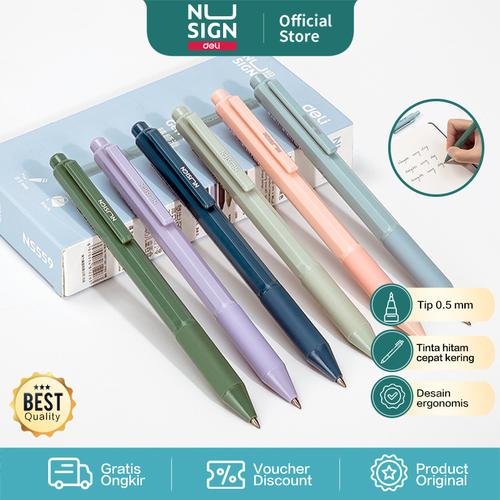 Jual Nusign Gel Pen / Gel Pen Cetek 0.5mm Tinta Hitam Warna Pastel ...