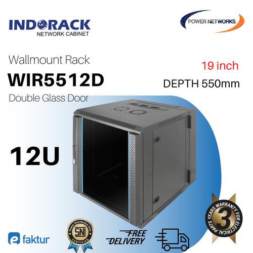 Jual INDORACK WALLMOUNT RACK WIR5512D DOUBLE GLASS DOOR 12U DEPTH 550mm ...