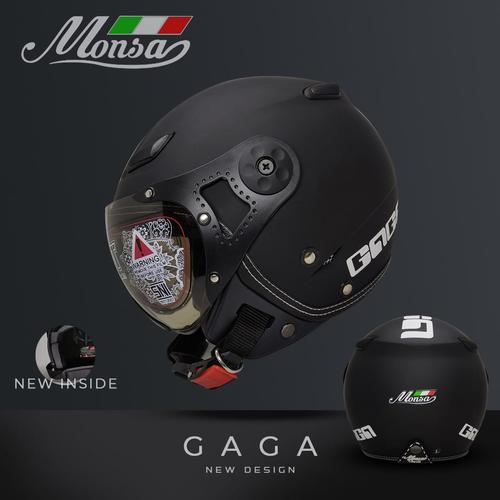 Jual Helm Retro Klasik Dewasa Kaca pilot Monsa GAGA Hitam Doff SNI - L ...