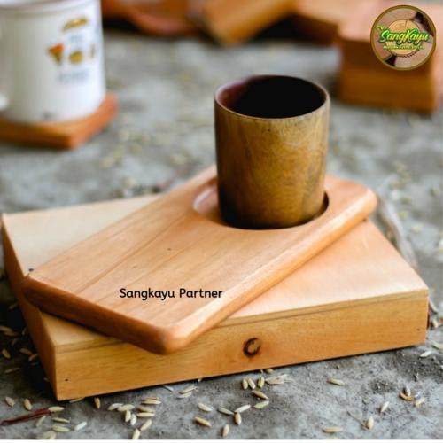 Jual Wooden Coasters tray 10 x 20 cm tatakan cangkir gelas kopi nampan ...