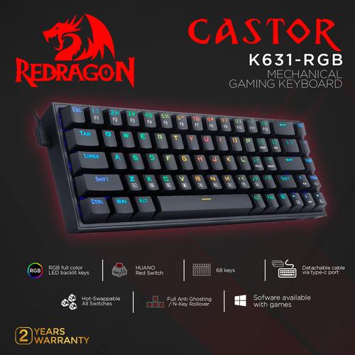 Promo Redragon Universal Mech Gaming Keyboard 68 Keys RGB CASTOR - K631 ...