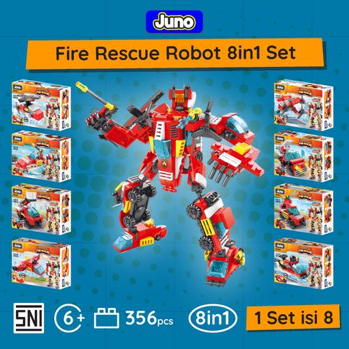 Promo Mainan Balok / Blocks Juno 8615 | Fire Rescue Robot 8in1 - Satuan ...