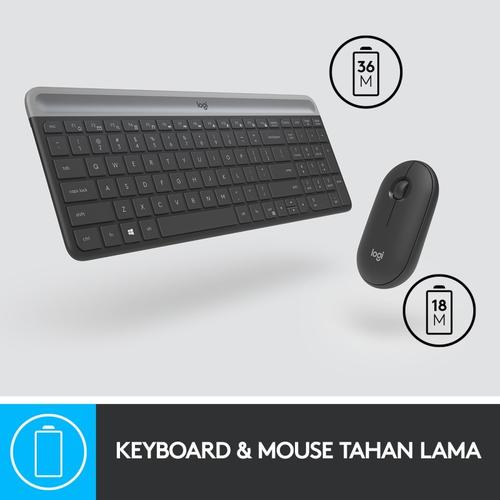 Jual Logitech MK470 Combo Keyboard dan Mouse Wireless Slim - graphite - Kota Depok - Inside Jaya ...