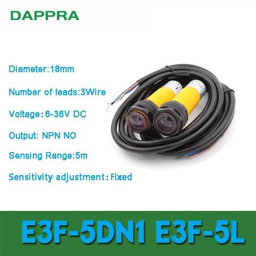 Jual M18 5m E3F-5DN1 E3F-5L NPN NO through beam photoelectric sensor ...