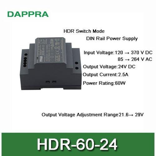 Jual HDR-60-24 HDR 60 24 24V 2.5A HDR Switch DIN Rail Power Supply SD95 ...