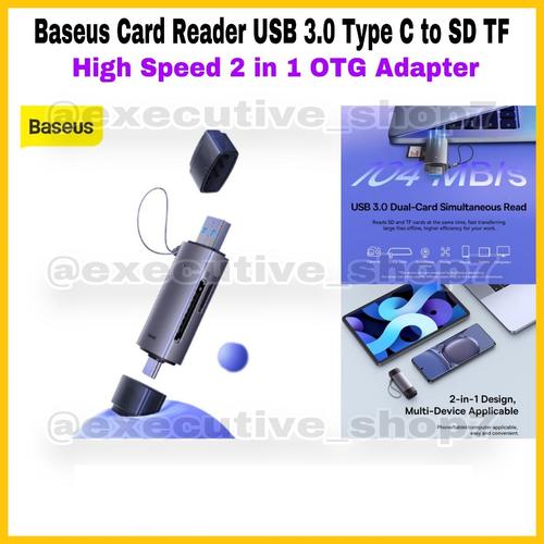 Jual Baseus Card Reader USB 3.0 Type C to SD TF - High Speed 2 in 1 OTG ...
