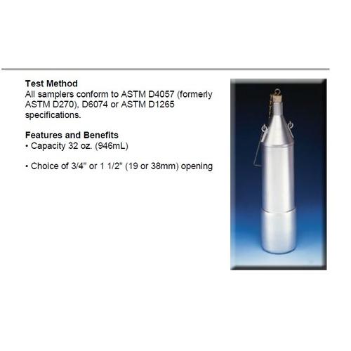 Jual sampling can botol koehler astm,weighted beaker bottle plug sampler US - opening 19mm ...