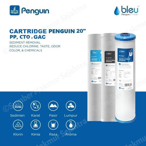 Jual Paket Cartridge Filter Air Penguin Bleu 20" PP CTO GAC - Jakarta ...